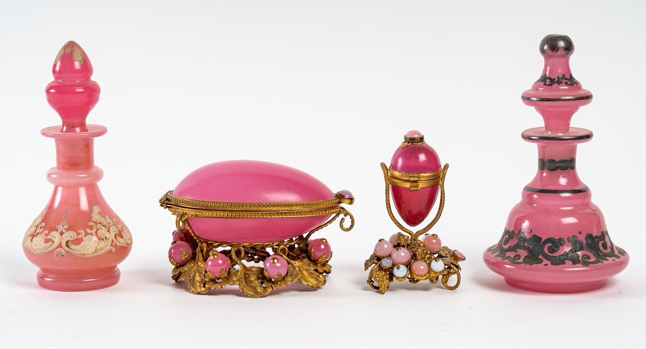 Set in Pink Opaline of the Bottles and the Boxes at 1stDibs