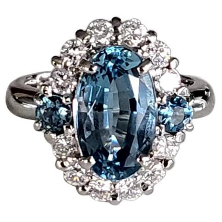 Set in Platinum 900, 3.60 Carats, Aquamarine and Diamonds Engagement ...