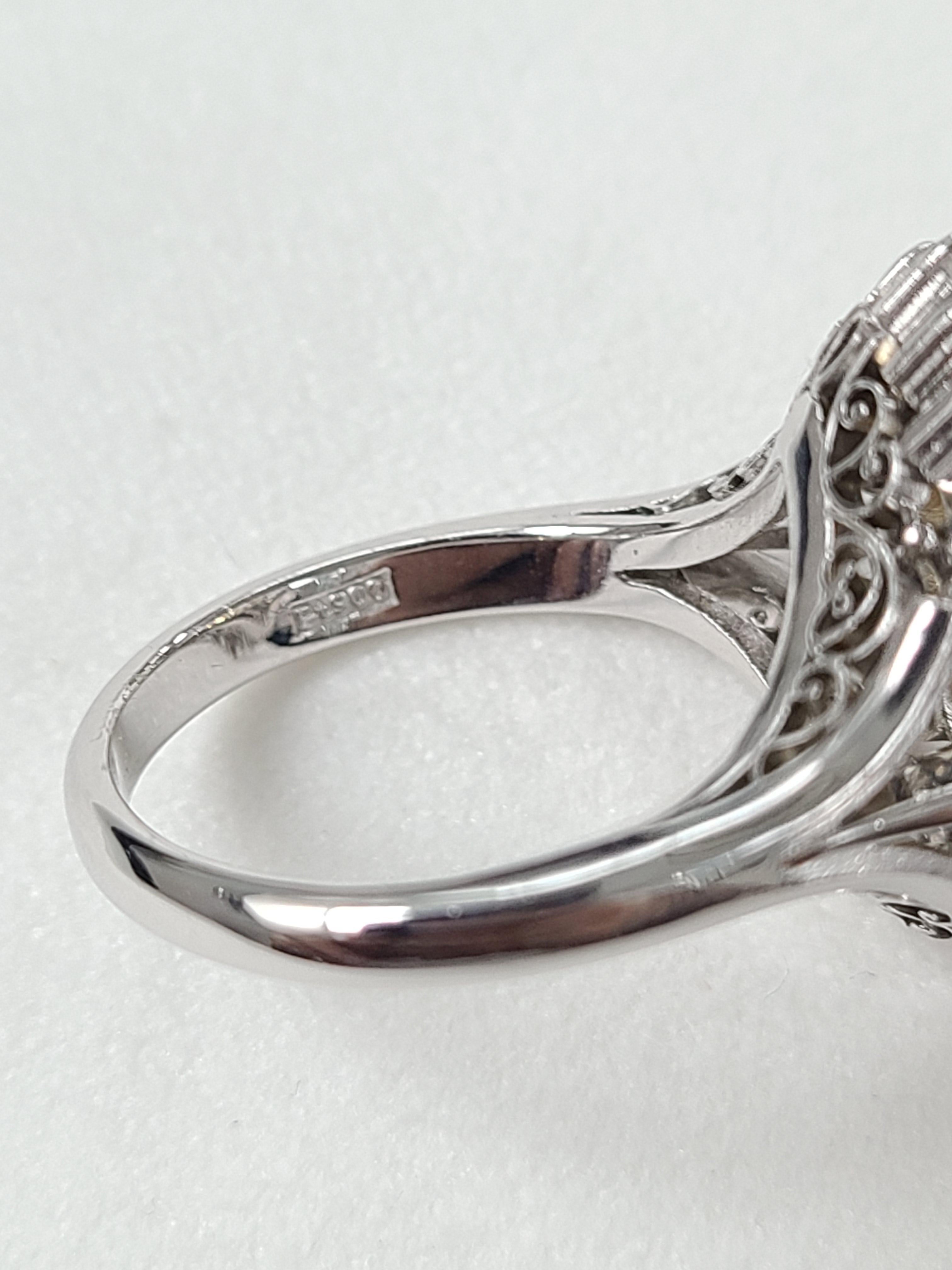 Platinum PT900 Orange Sapphire Ring with Diamonds For Sale at 1stDibs ...