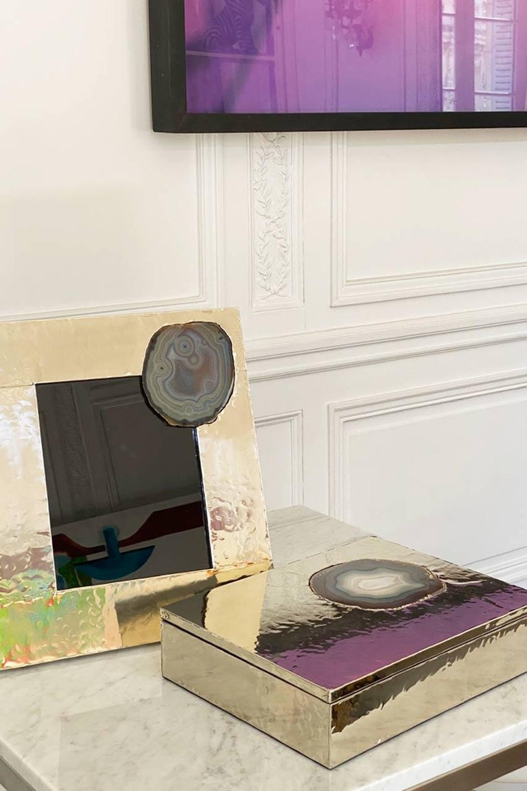 Set Misiones Medium and Large Alpaca Silver and Agate Stone Photoframes ...