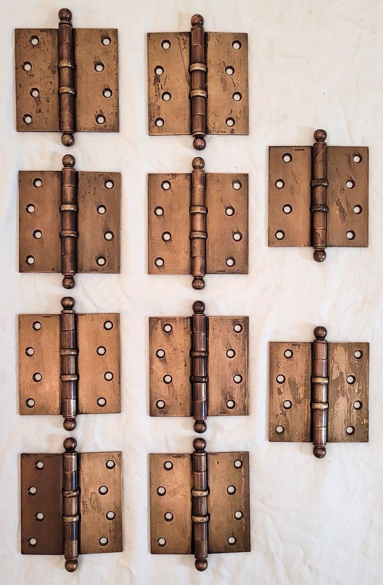 Set of 10 1920s McKinney Antique Brass Door Hinges For Sale at 1stDibs