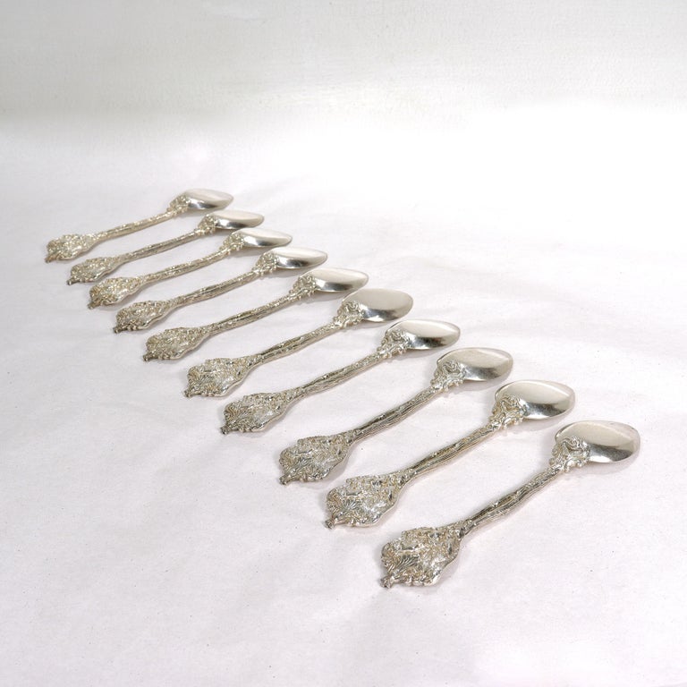 Set of 10 19th Century Elkington and Co. Silver Plate Dessert Spoons or ...