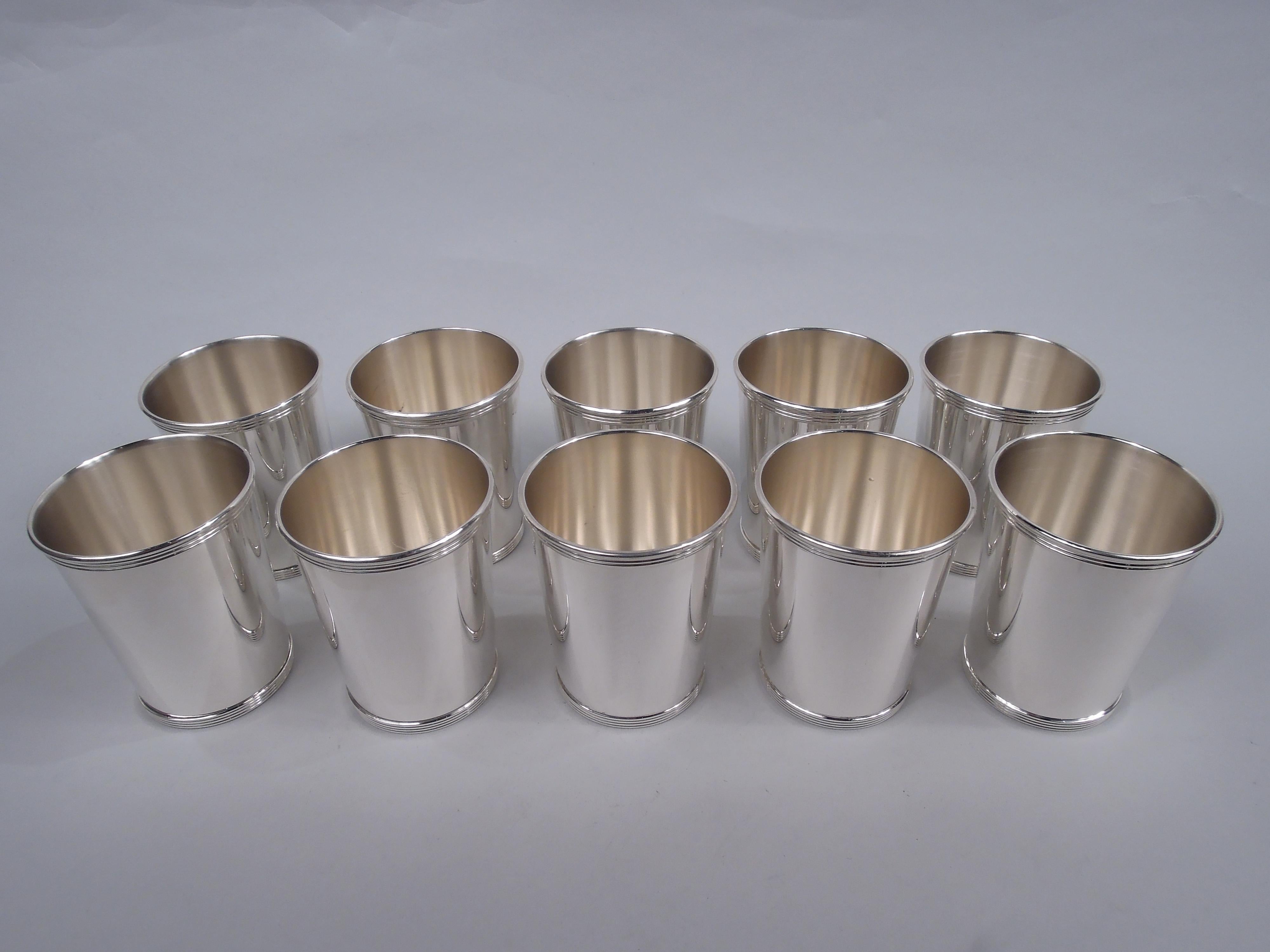 Set of 10 Alvin Traditional Sterling Silver Mint Julep Cups For Sale at ...