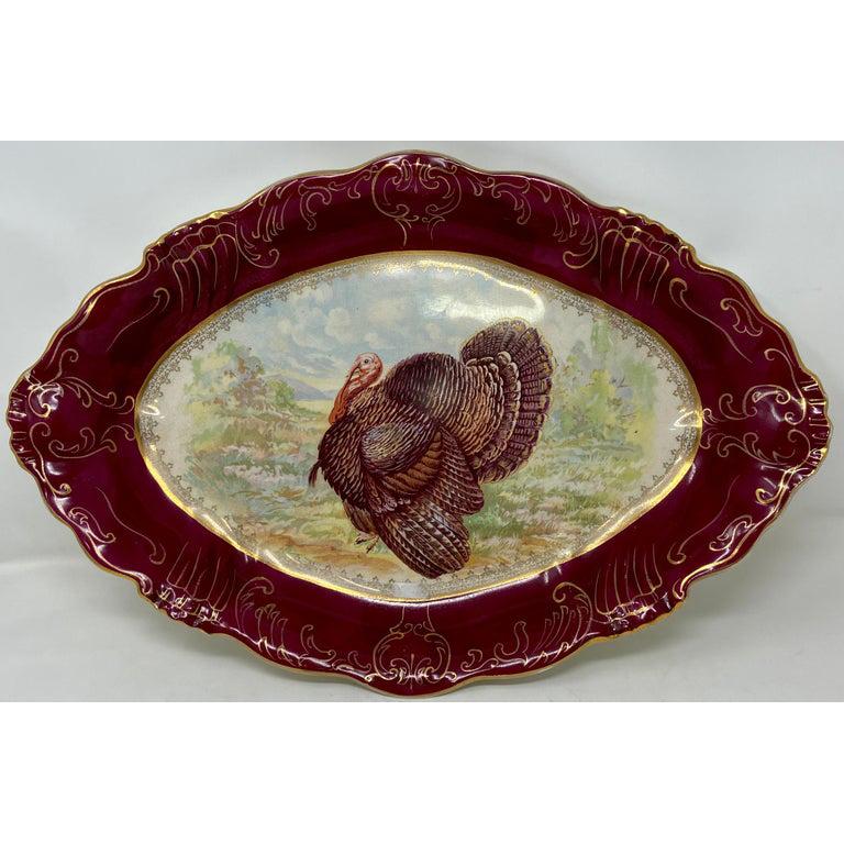Set of 10 Antique American "W.P." Red and Gold Porcelain Turkey Plates ...