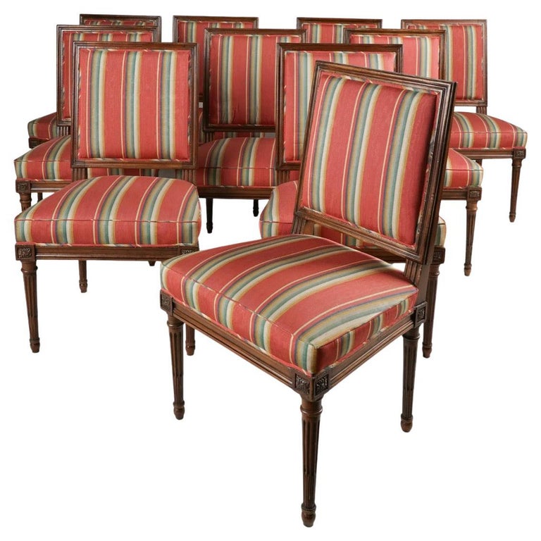 Set of 10 Antique Louis XVI Dining Chairs For Sale at 1stDibs