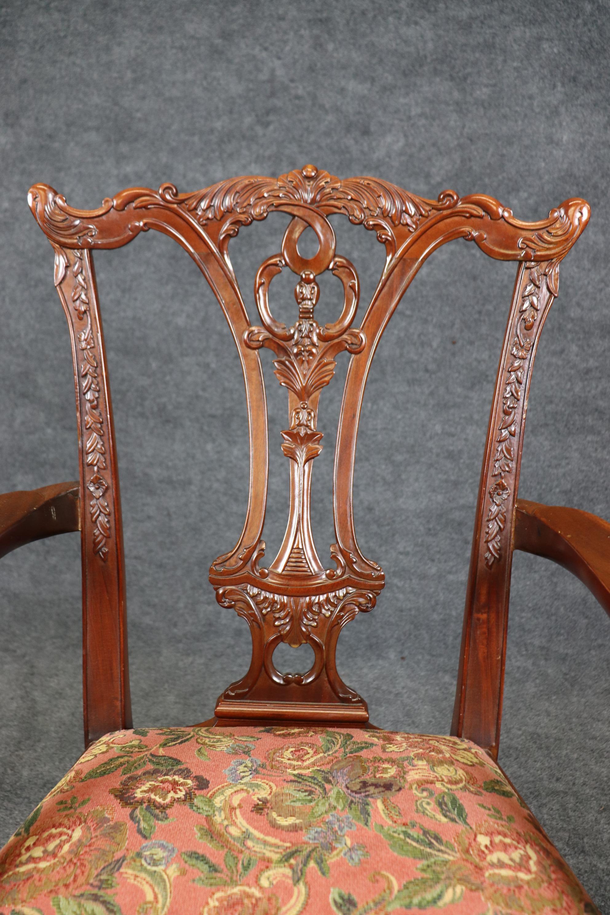 Set of 10 Beautifully Carved Chippendale Style Carved Wood Dining ...