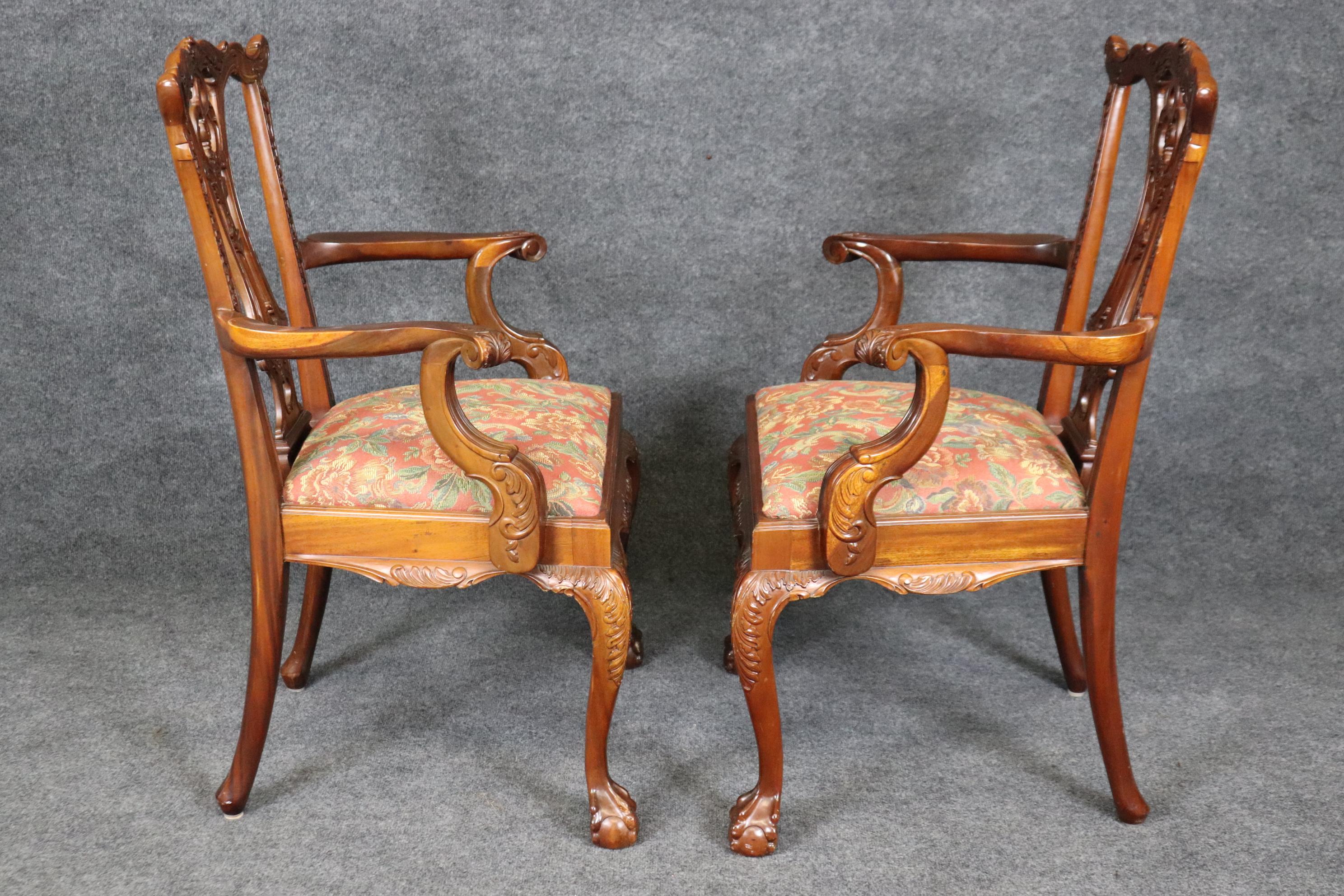 Set of 10 Beautifully Carved Chippendale Style Carved Wood Dining ...