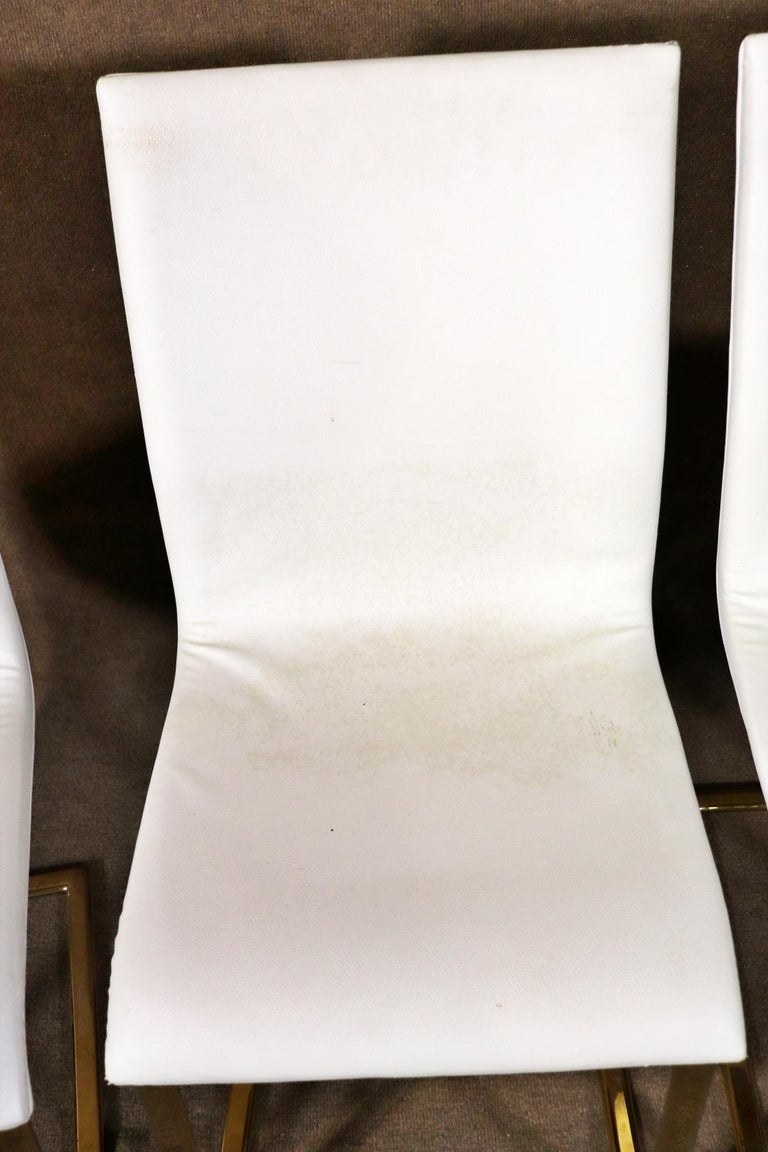 Set of 10 Brass and White Upholstered Post Modern Dining Room Chairs ...