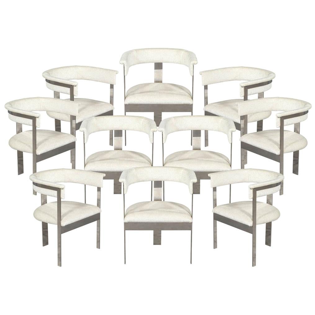 Set of 10 Custom Modern Curved Back Metal Dining Chairs by Carrocel at ...