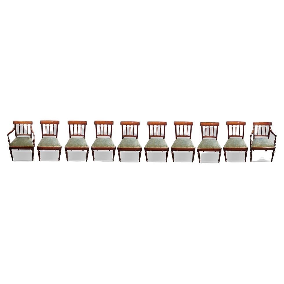 Set of 10 English country house Regency dining chairs For Sale at 1stDibs