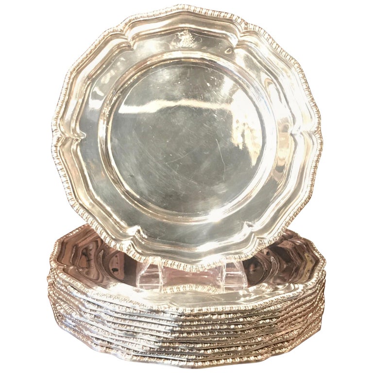 Set of 10 English Sheffield Silver Plate Chargers at 1stDibs