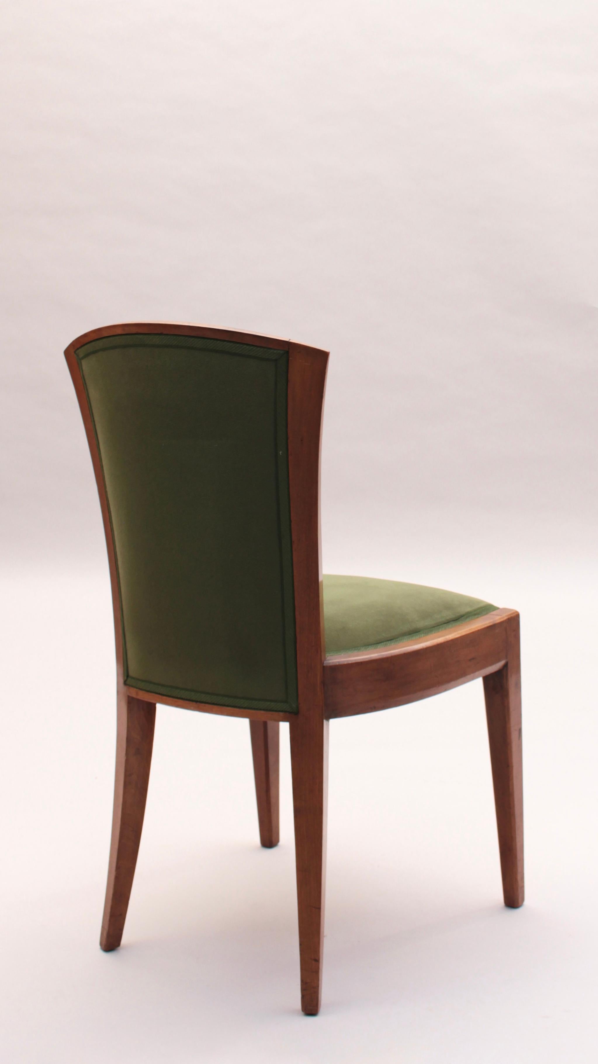 Set of 10 Fine French Art Deco Walnut Chairs by Dominique (8 Side and 2 ...