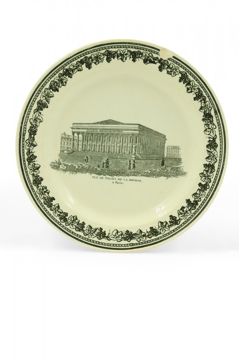 Set of 10 French Black and White Creamware Plates of French Landmarks ...