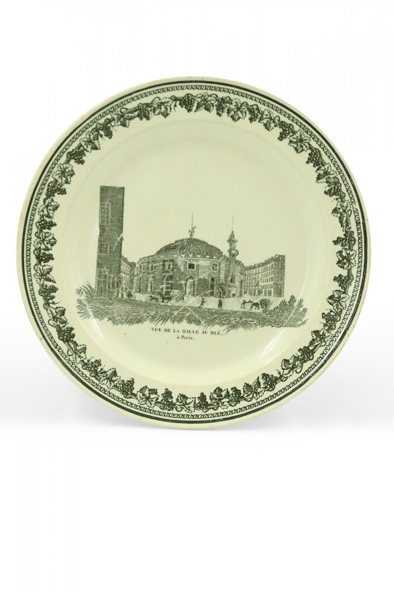 Set of 10 French Black and White Creamware Plates of French Landmarks ...