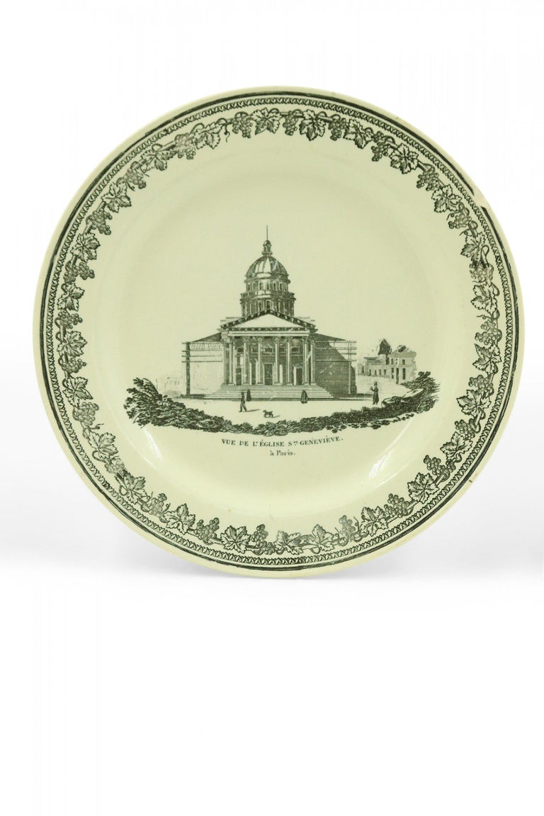 Set of 10 French Black and White Creamware Plates of French Landmarks ...