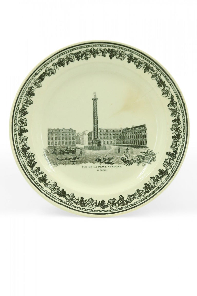 Set of 10 French Black and White Creamware Plates of French Landmarks ...