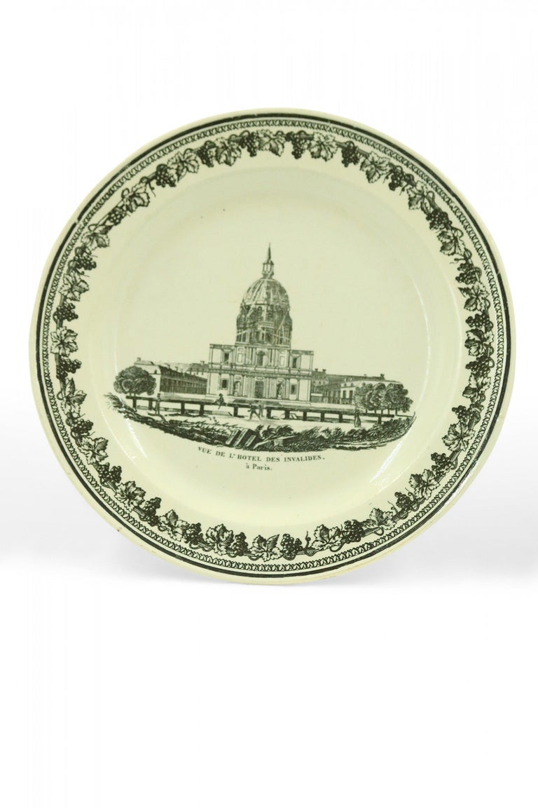 Set of 10 French Black and White Creamware Plates of French Landmarks ...