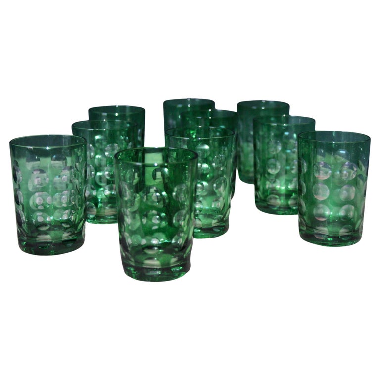 Set of 10 Green Glass For Sale at 1stDibs