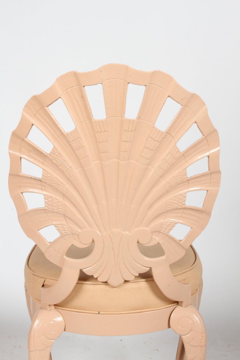 Set of 10 Hollywood Regency Aluminum Shell Back Grotto Patio Chairs by ...