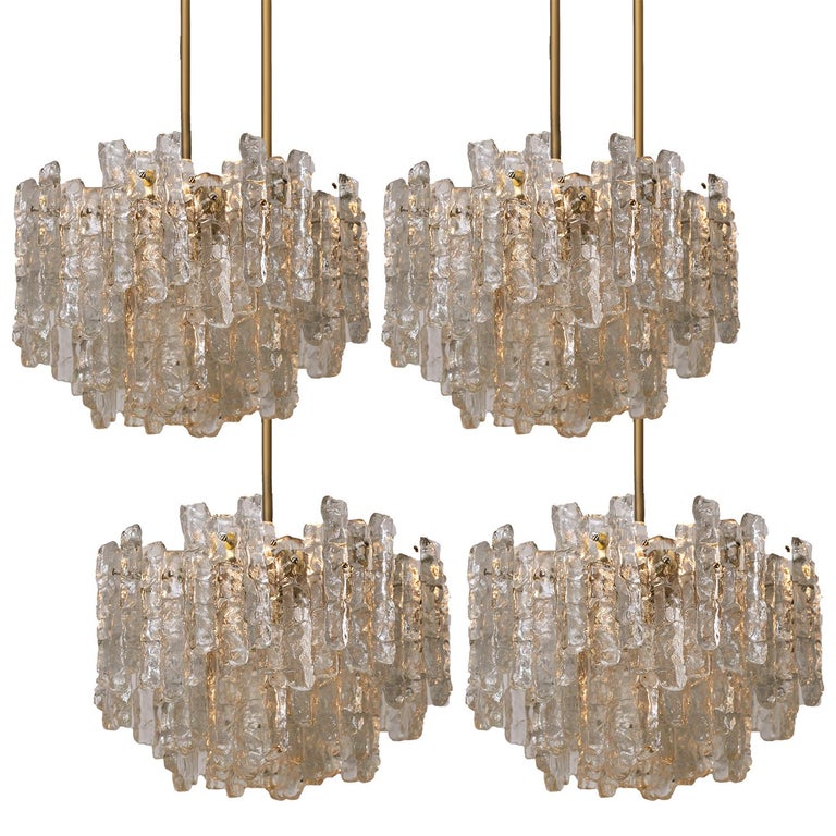 Set of 10 Kalmar Ice Glass Light Fixtures, 6 Wall Scones and 4 ...