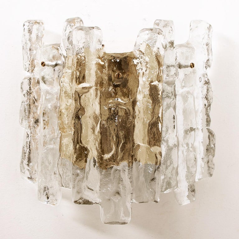 Set of 10 Kalmar Ice Glass Light Fixtures, 6 Wall Scones and 4 ...