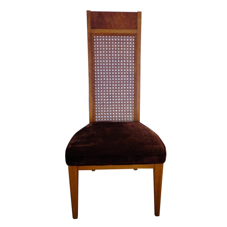 Set of 10 Lane High Back Cane Burl Dining Chairs For Sale at 1stDibs
