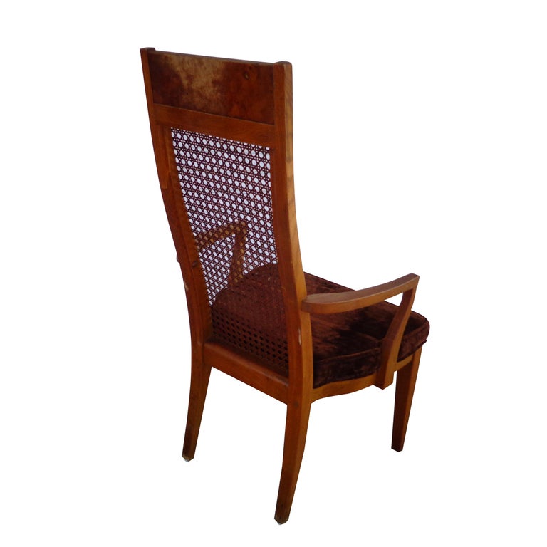 Set of 10 Lane High Back Cane Burl Dining Chairs For Sale at 1stDibs