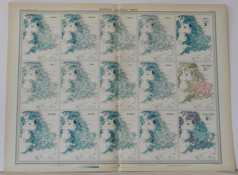 Set of 10 Large Scale Vintage Maps of The United Kingdom, circa 1900 ...