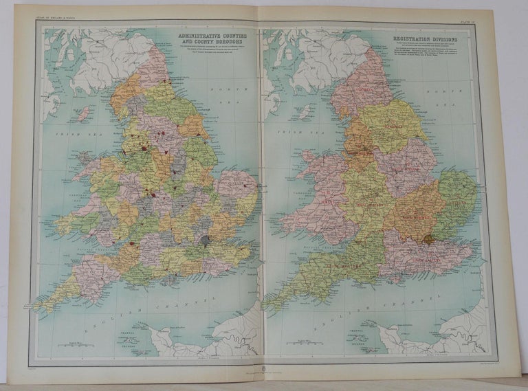 Set of 10 Large Scale Vintage Maps of The United Kingdom, circa 1900 ...