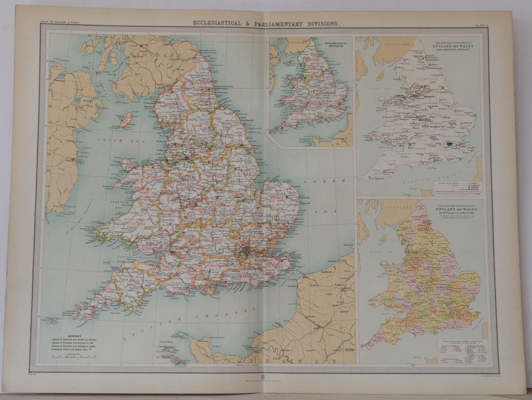 Set of 10 Large Scale Vintage Maps of The United Kingdom, circa 1900 ...