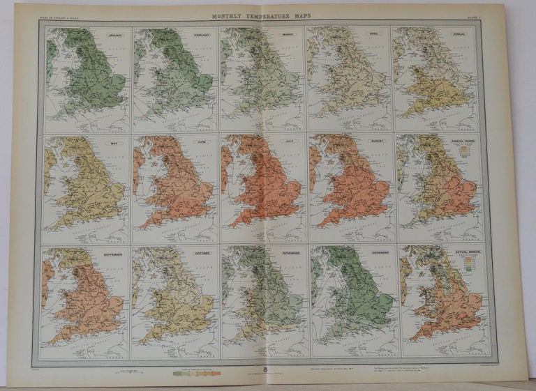 Set of 10 Large Scale Vintage Maps of The United Kingdom, circa 1900 ...