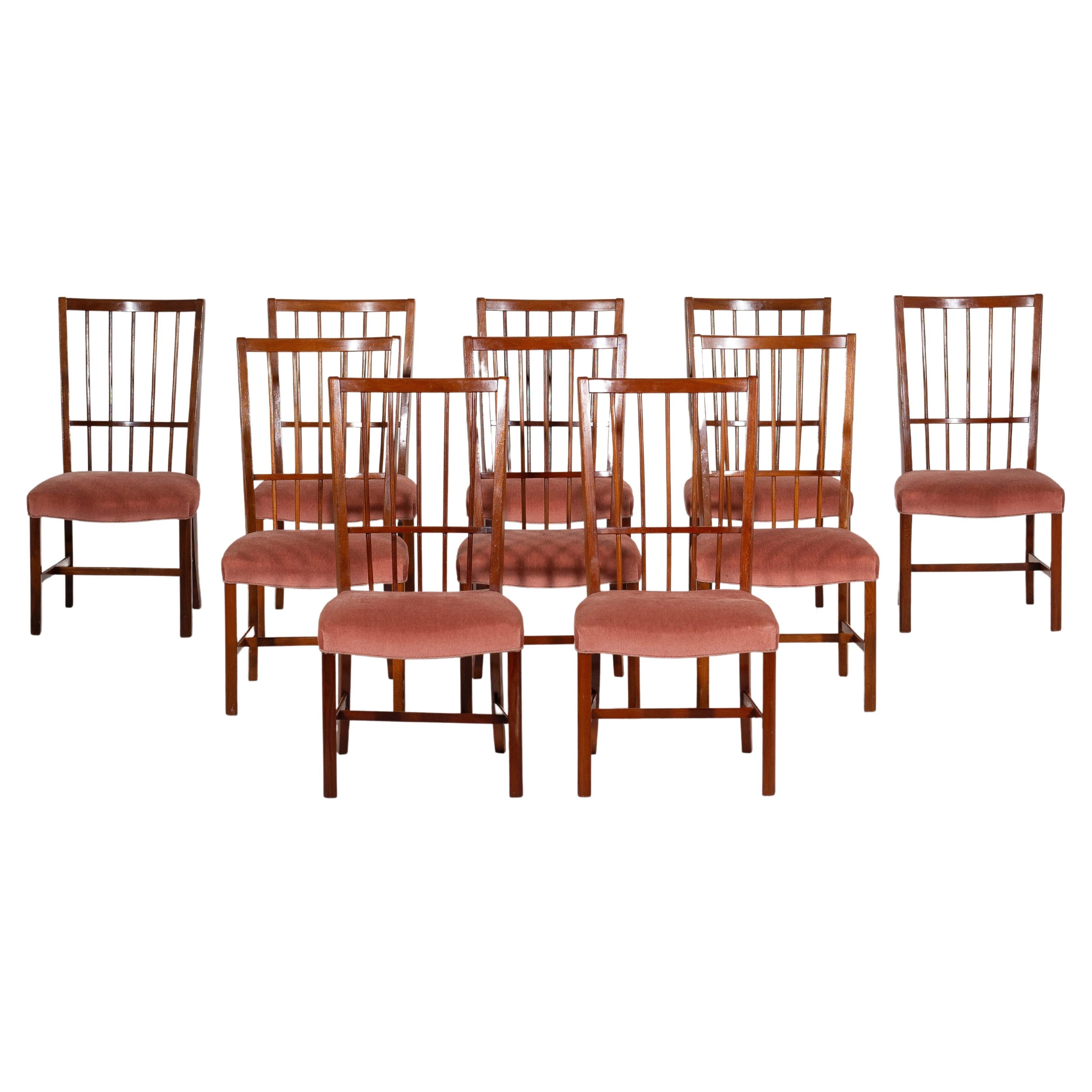 Set of 10 mahogany chairs, 1940s. For Sale at 1stDibs