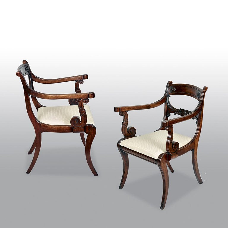 Set of 10 Mahogany Regency Period Dinning Chairs For Sale at 1stDibs