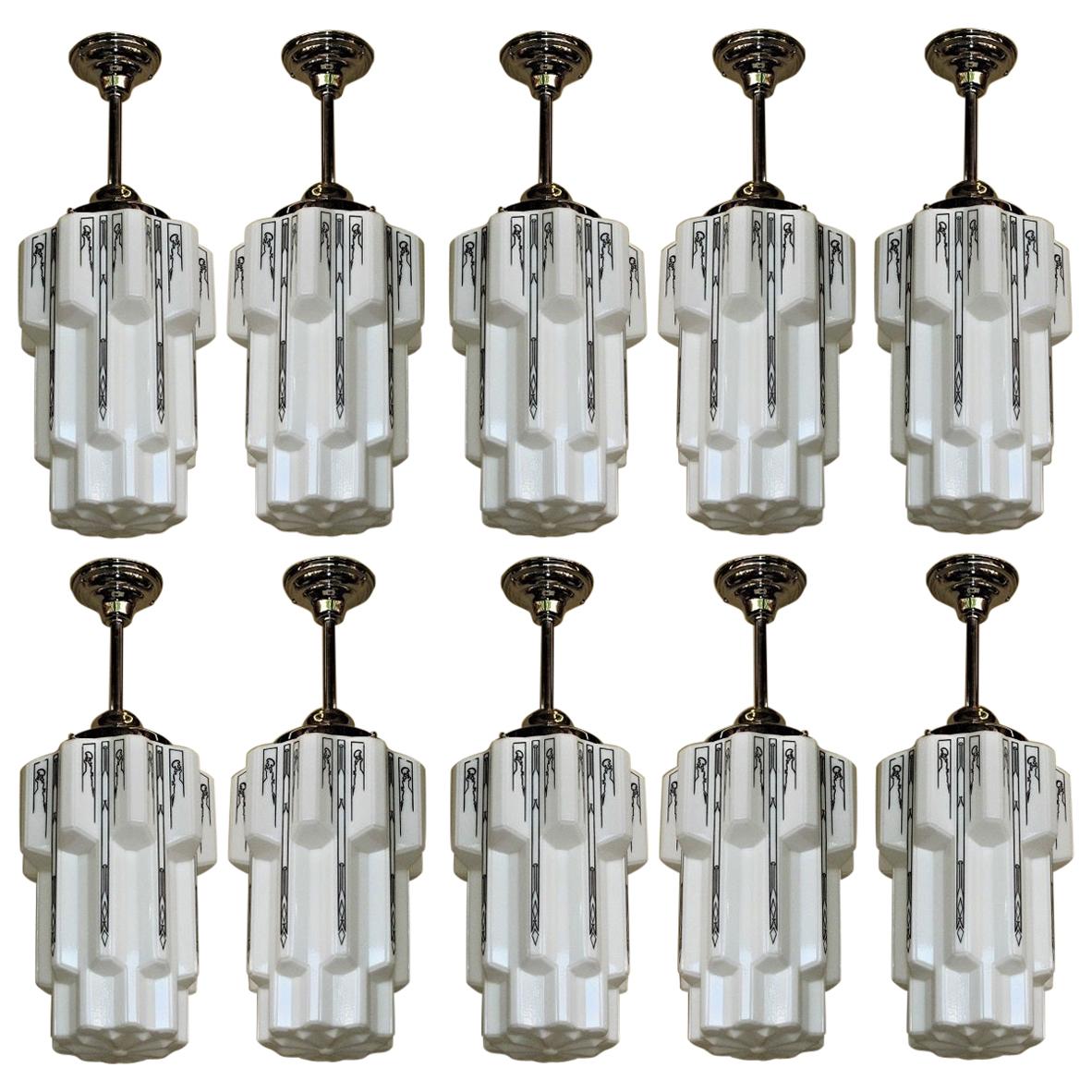 Set of 10 Matching Deco Skyscraper Fixtures For Sale at 1stDibs