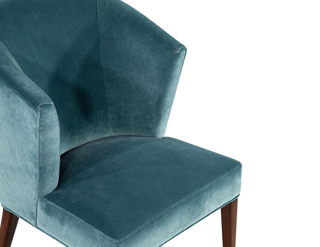 Set of 10 Modern Walnut Dining Chairs in Turquoise Designer Velvet For ...