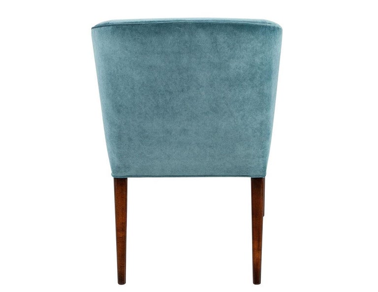 Set of 10 Modern Walnut Dining Chairs in Turquoise Designer Velvet For ...
