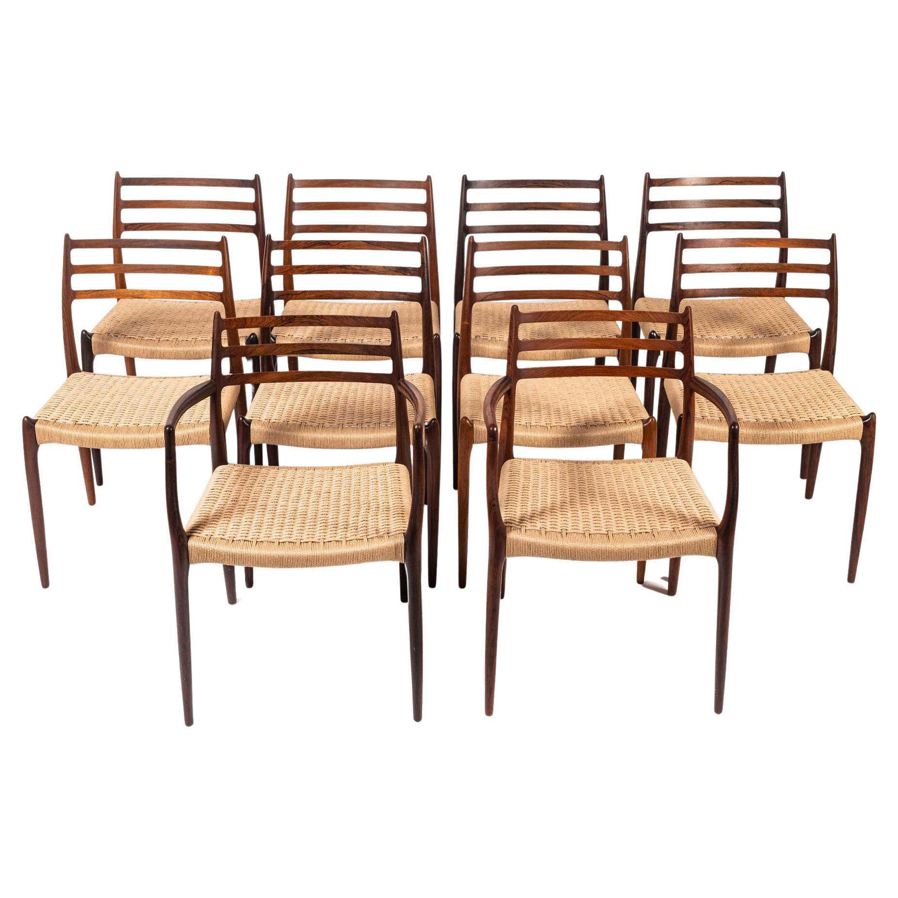 Beautiful Set of 4 Moller #78 Chairs in Rosewood at 1stDibs