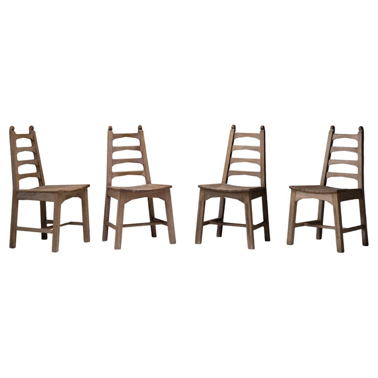 Set of '10' Oak Dining Chairs, England, circa 1950 For Sale at 1stDibs