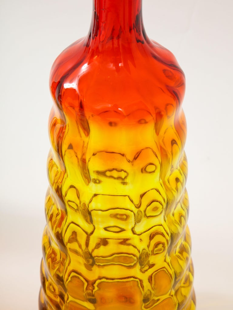 Set of 10 Orange Blenko Bottles For Sale at 1stDibs