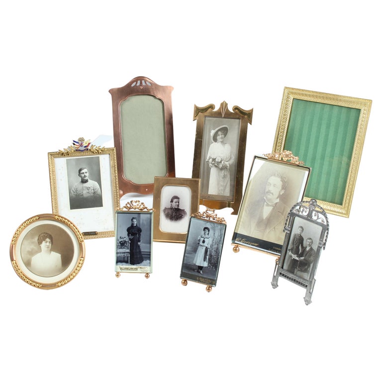 Set of 10 Picture Frames With Photos, Art Nouveau, Art Deco, 19th ...