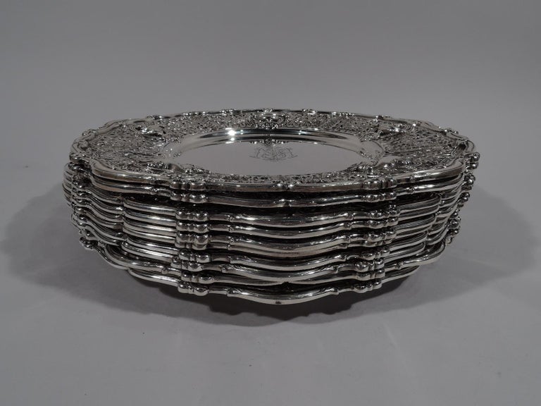 Set of 10 Shreve Adam Sterling Silver Service Dinner Plates For Sale at ...