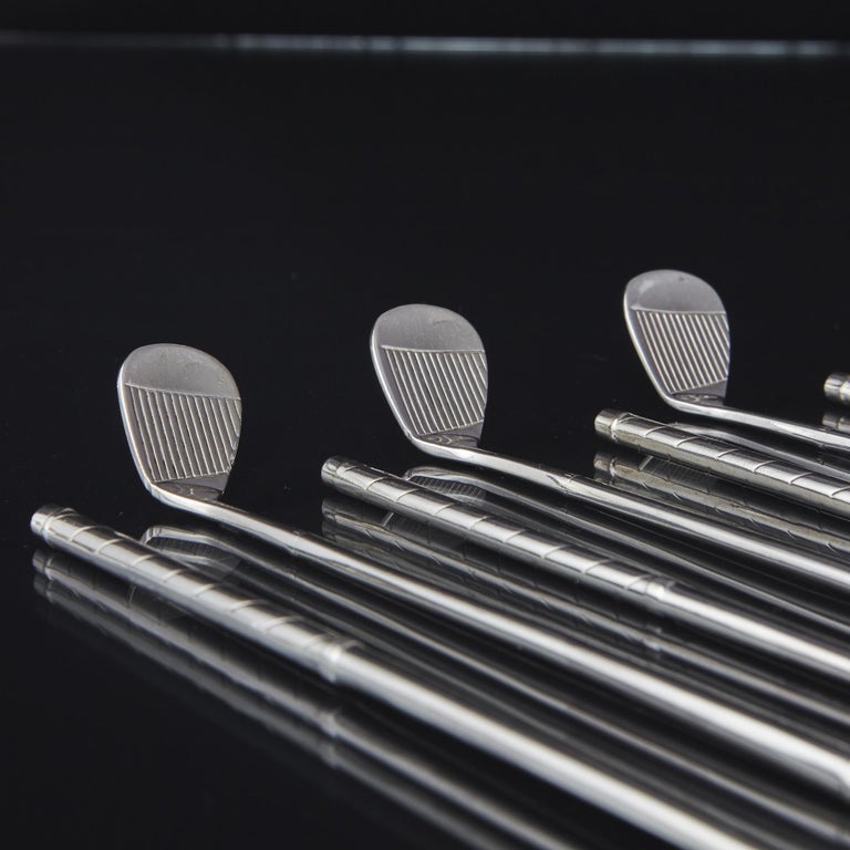 Set of 10 Silver Golf Club Cocktail Stirrers at 1stDibs
