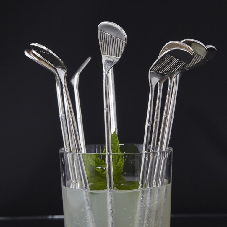 Set of 10 Silver Golf Club Cocktail Stirrers at 1stDibs