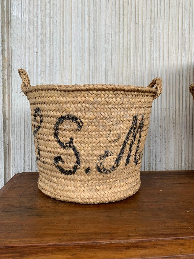 Set of 10 Spanish Woven Wicker Olive Grape Harvest Basket For Sale at ...