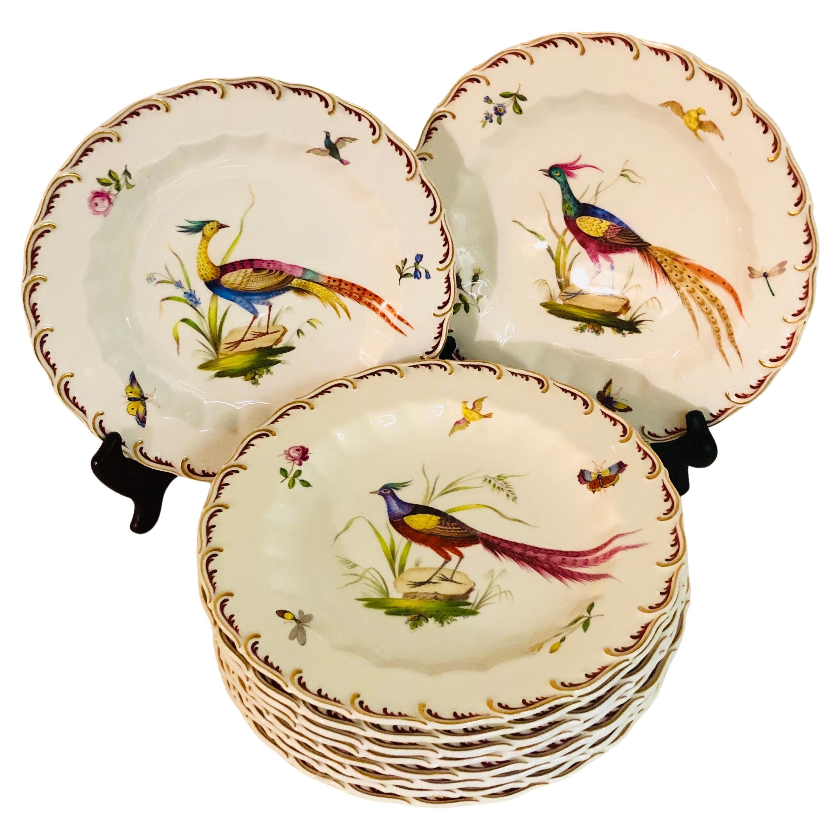 Set of Twelve Pirkenhammer Reticulated Bird Plates Each Painted ...