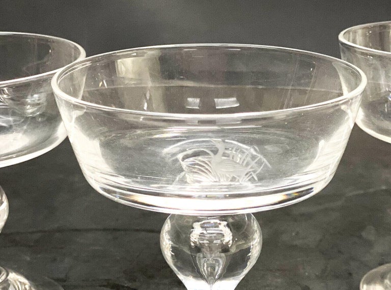 Set of 10 Steuben Cut Glass Teardrop Champagne Goblets #7926, Original ...