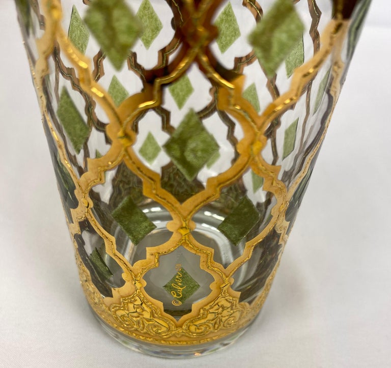 Set Of 10 Vintage Culver Highball Glasses With 22 Karat Gold Valencia