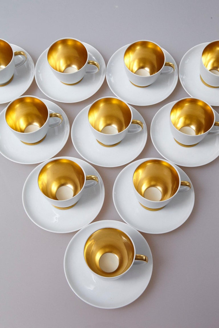 Set of 10 White and Gold Fürstenberg Porcelain Demitasse Cups and ...