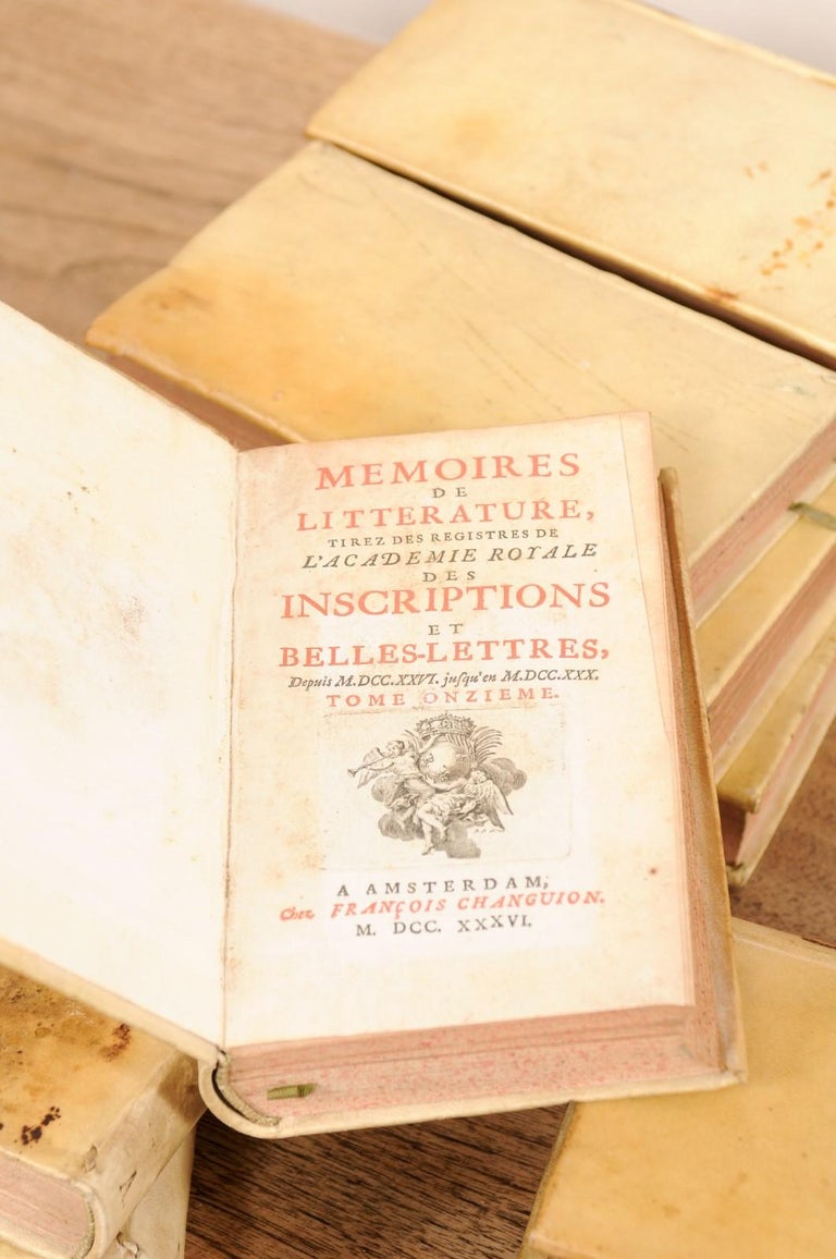 Set of 11 French Vellum Books, Circa 1730's For Sale at 1stDibs