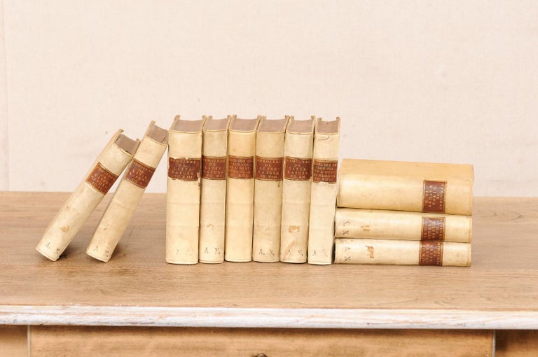 Set of 11 French Vellum Books, Circa 1730's For Sale at 1stDibs